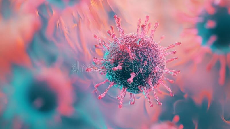 Microscopic View of a Virus Cell in Vibrant Colors, Biological Science ...