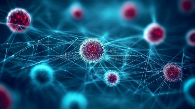 Microscopic View of Virus Cells, a 3D Rendering of Interconnected ...