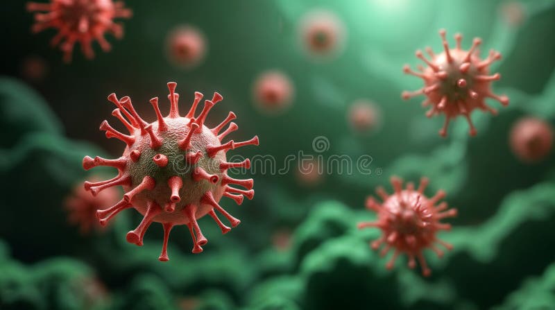 Microscopic View of Virus Cells Stock Illustration - Illustration of ...
