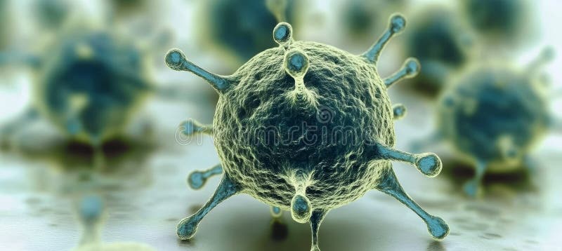 Microscopic View of a Virus, Close-Up 3D Rendering of a Pathogen ...