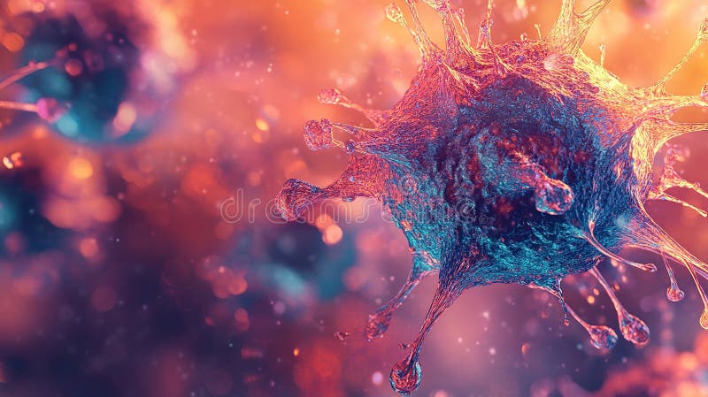 Microscopic View of a Virus, Detailed 3D Render, Vibrant Colors Stock ...