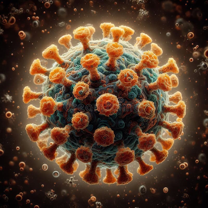 Microscopic View of a Virus a High Resolution Colorized Image of Stock ...