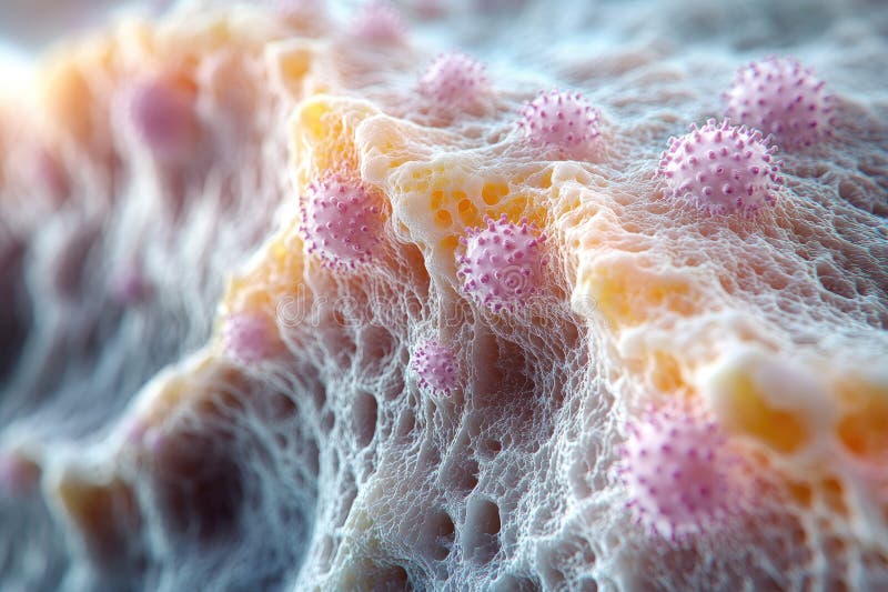 Microscopic View of Virus Infecting Cells, Close-Up 3D Render Stock ...