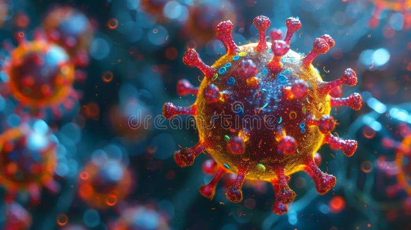 Close-Up of a Virus Infecting a Host Cell Stock Photo - Image of cell ...
