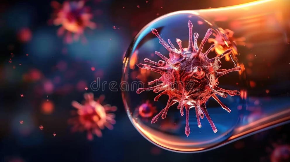 Microscopic View of a Virus Inside a Glass Container Stock Photo ...