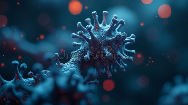Microscopic View Glowing Blue Virus Cells Stock Photos - Free & Royalty ...