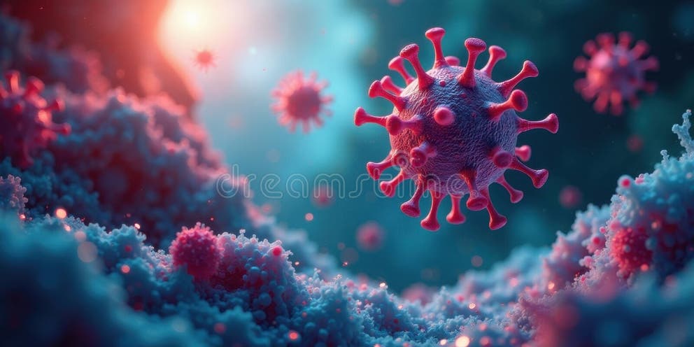 Microscopic View of a Virus Particle Approaching Cellular Structures in ...