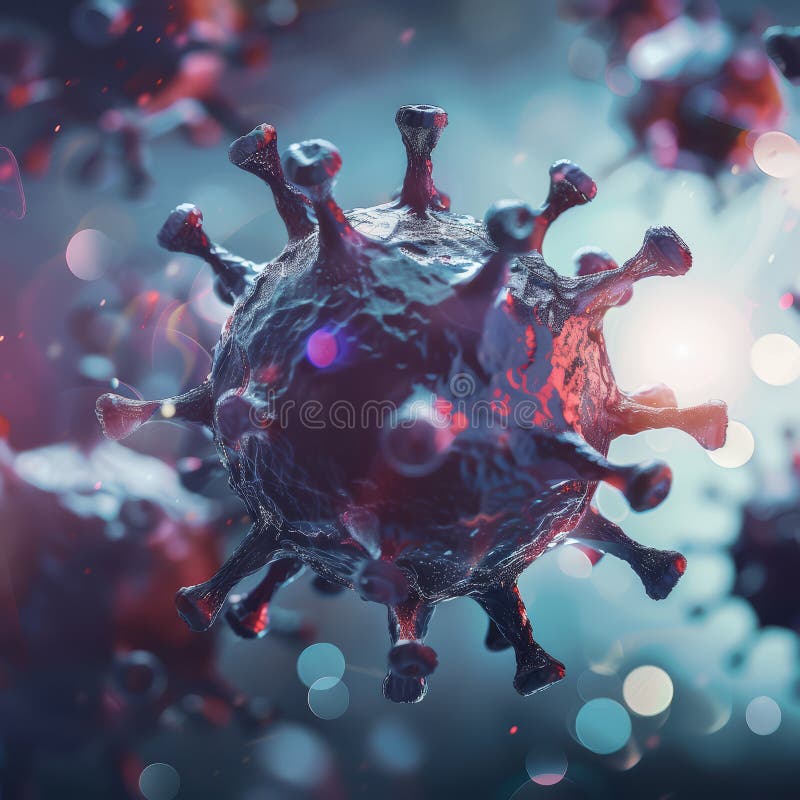 Microscopic View of a Virus Particle with Bokeh Light Effects Stock ...
