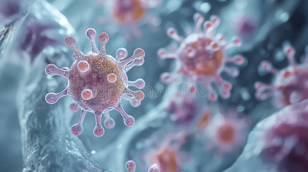 Microscopic View of Virus Particle with Complex Structure Amidst Other ...