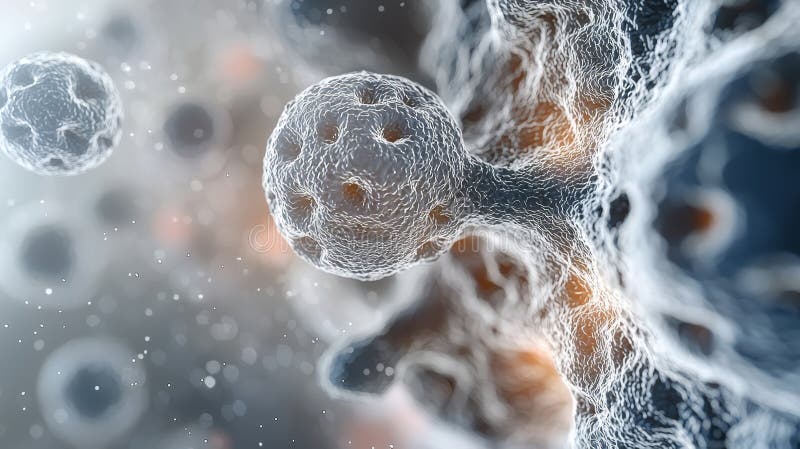 Microscopic View of a Virus Particle with a Detailed, Textured Surface ...