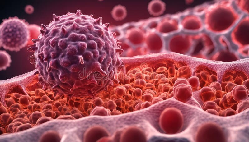 Microscopic View of a Virus Particle Interacting with a Cell Membrane ...