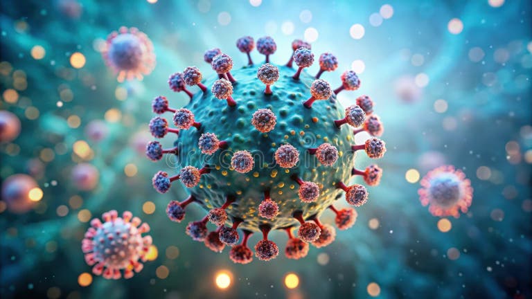 Microscopic View of a Virus Particle and Its Surroundings, Showing ...