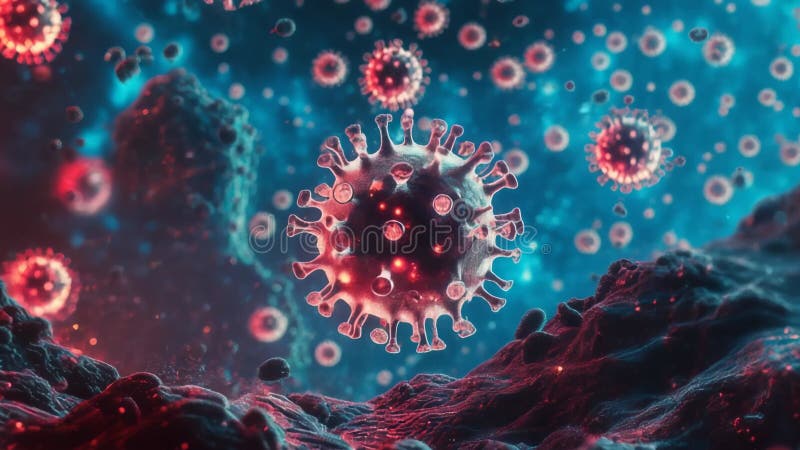 Virus Moving through Air with Other Viruses in Background Stock Video ...