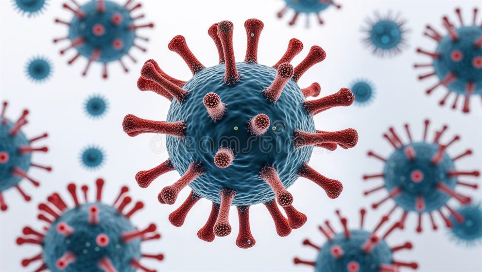 Microscopic View of a Virus Particle with Spike Proteins Visible ...