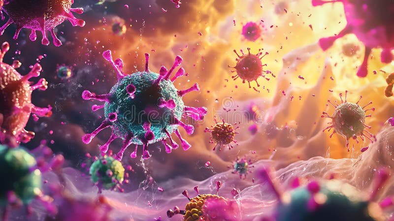 Microscopic View of Virus Particles in a Chaotic Environment Stock ...
