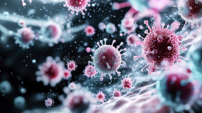 Microscopic View of Virus Particles Floating in Organism Stock ...