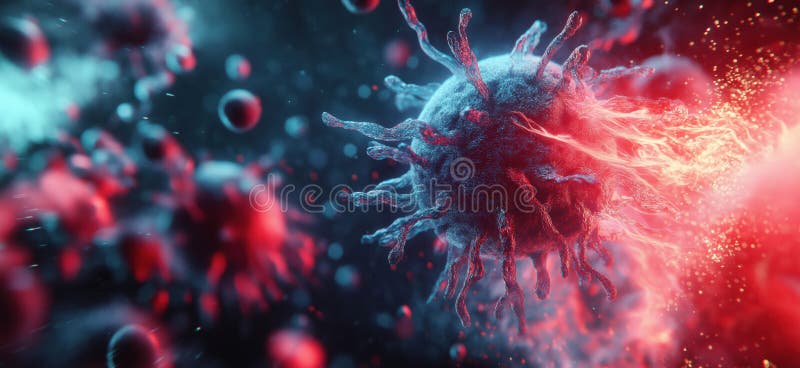 Microscopic View of Virus Particles with Vibrant Colors and Dynamic ...