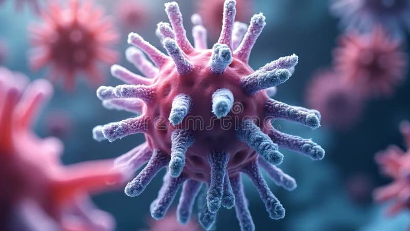 Microscopic View of Virus with Protrusions, Showing Viral Structure ...