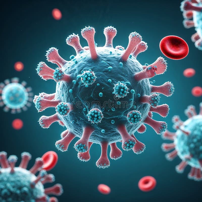 Microscopic View of Virus and Red Blood Cells with Gradient Background ...