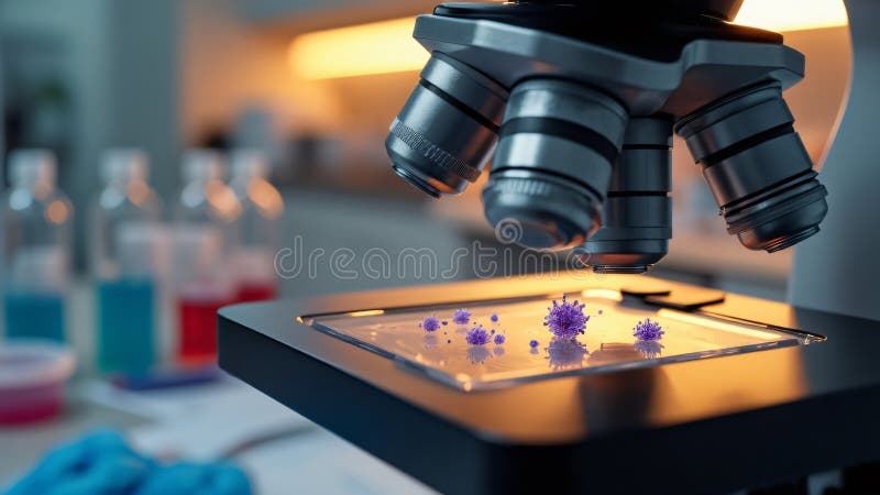 Microscopic View of Virus Sample Under Microscope Good Resolution Stock ...