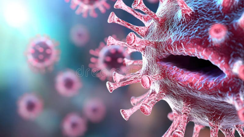 Microscopic View of Virus, Showcasing Its Intricate Structure and ...