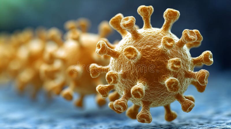 Microscopic View of Virus, Showcasing Its Structure and Spikes ...