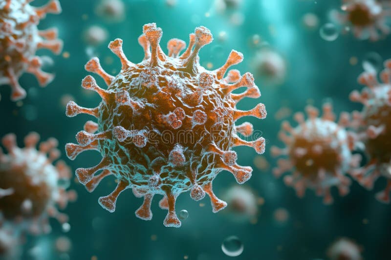 Microscopic View of a Virus Showcasing Structure and Detail in a ...