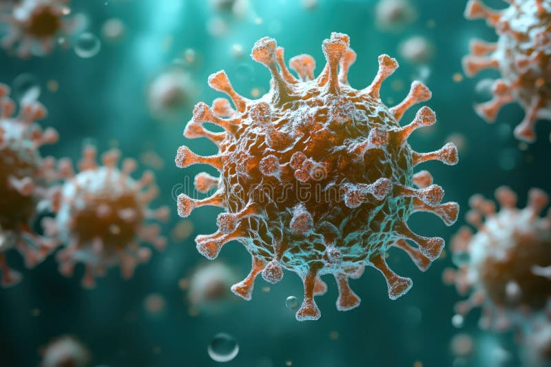 Microscopic View of a Virus Showcasing Structure and Detail in a ...