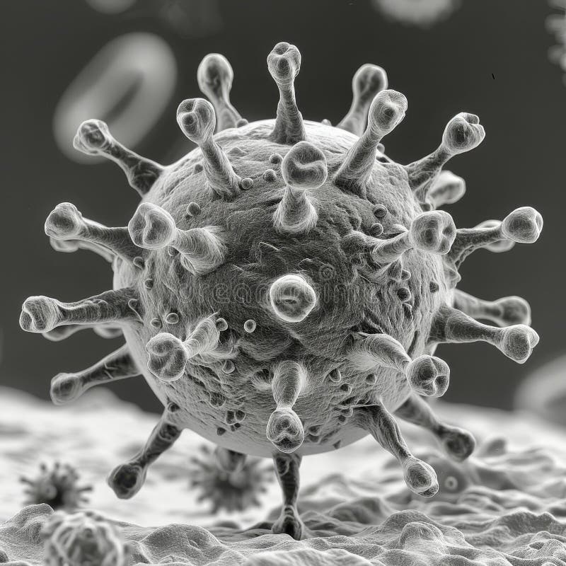 Microscopic View of a Virus Showing Detailed Structure and ...