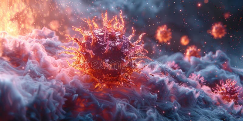 Microscopic View of a Virus. Created by Generative Artificial ...