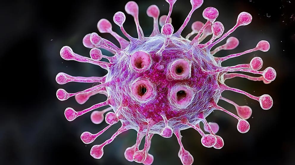 Microscopic View of a Virus with Spiked Protein Protrusions. this ...