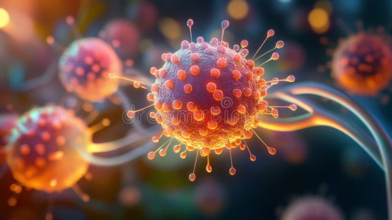 Microscopic View of a Virus with Spikes Stock Illustration ...