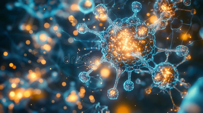 Microscopic View of Virus Structure Detailed 3D Render of Viral ...