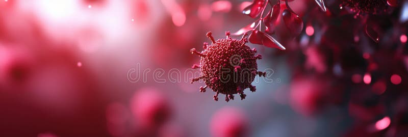 Microscopic View of Virus Structure with Red and Dark Background ...