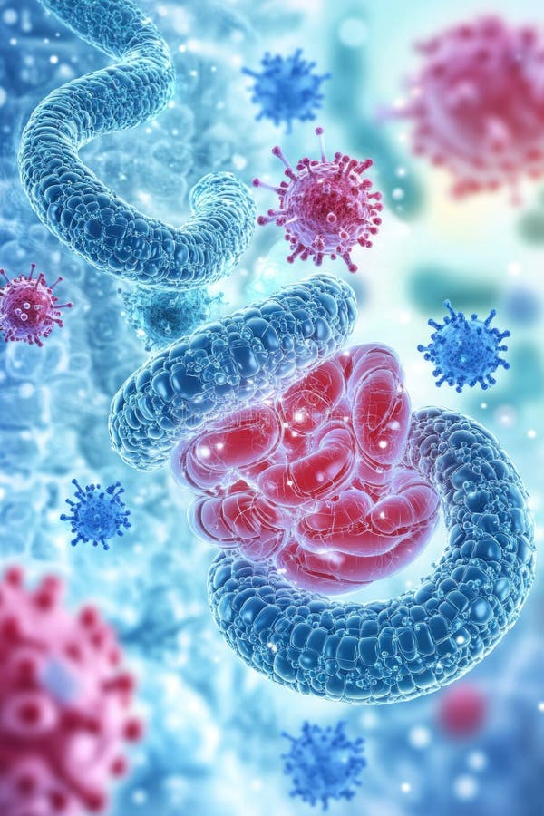 Microscopic View of Viruses Attacking a Cell Generating an Infection ...