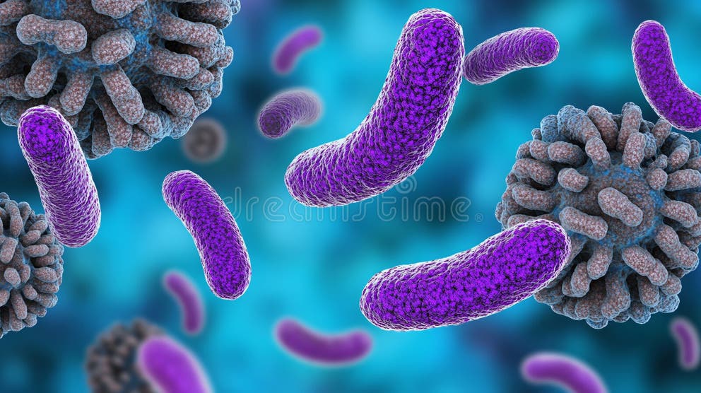 Microscopic View of Viruses and Bacteria 3D Render High Quality Image ...