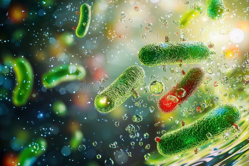 Microscopic View of Viruses and Bacteria in a Vibrant Environment Stock ...