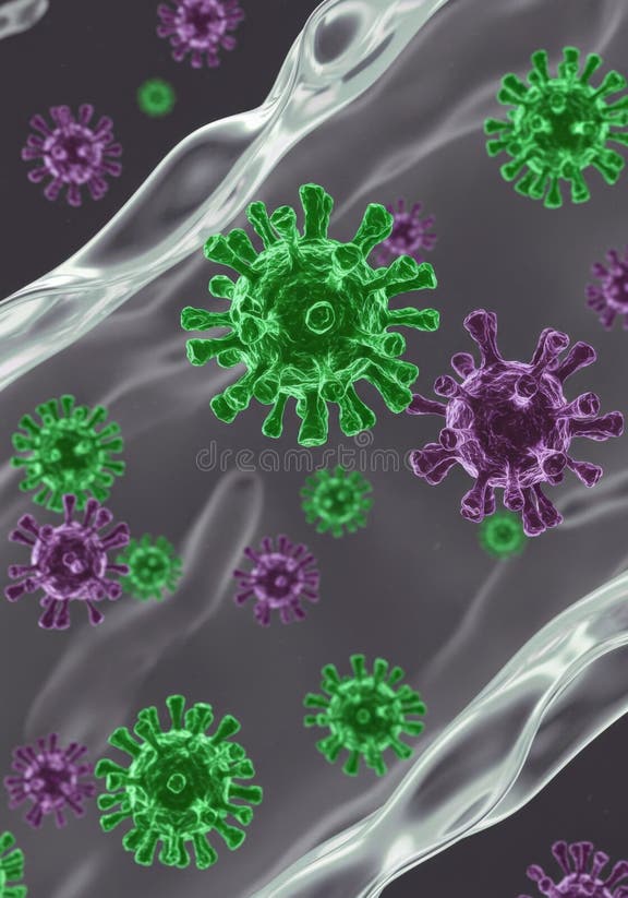 Microscopic View of Viruses in Blood Vessel Stock Illustration ...