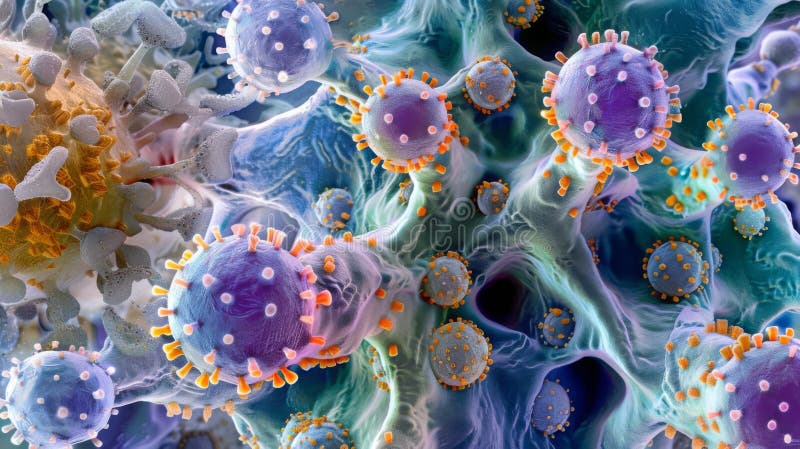 Microscopic View of Viruses and Cells Stock Photo - Image of visual ...