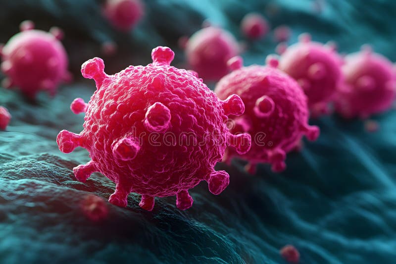 Microscopic View of Viruses on a Cellular Surface in Science Research ...