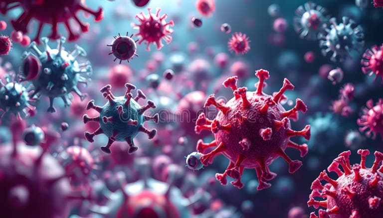 Microscopic View of Viruses: a 3D Render of Pathogens Stock ...