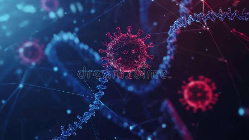 Microscopic View of Viruses and Dna. AI Generated Stock Illustration ...