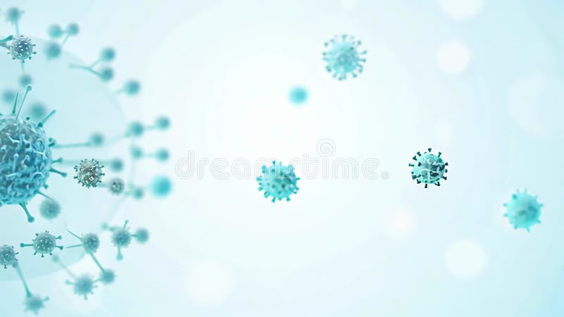 Microscopic View of Viruses Floating in a Light Blue Environment ...