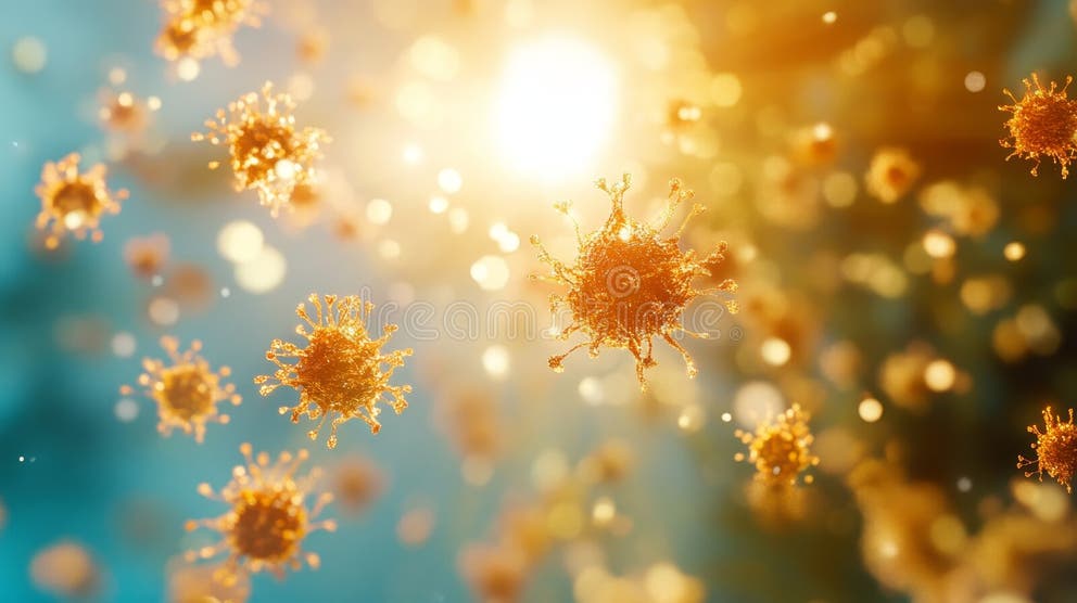 Microscopic View of Viruses Illuminated by Sunlight in a Vibrant ...