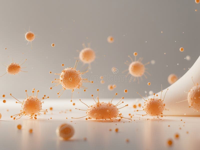 Microscopic View of Viruses or Pathogens, Orange Color Scheme and ...