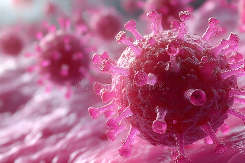 Microscopic View of Viruses with Pink Hue for Scientific and ...