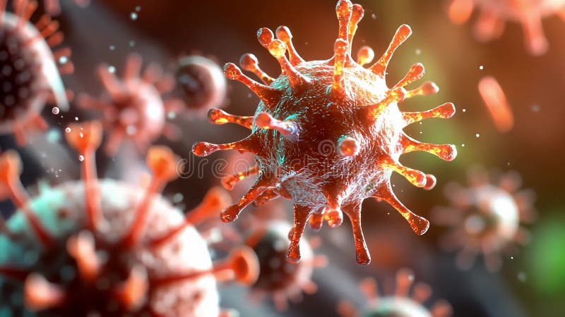 Microscopic View of Viruses with Spiky Structures Under Magnification ...