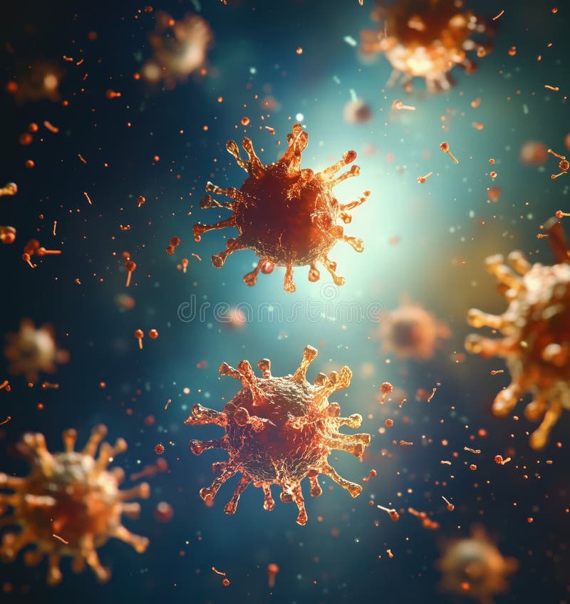 Microscopic View of Viruses in Vibrant Colors Showcasing Intricate ...