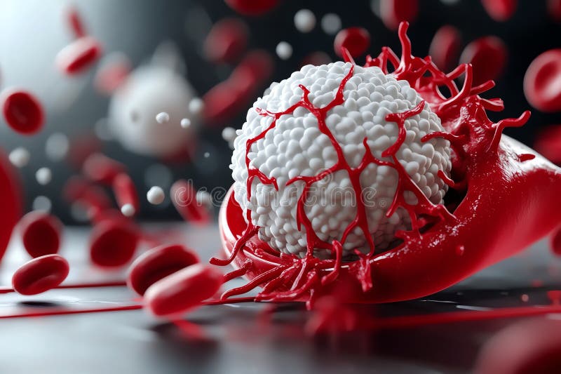 A Microscopic View of a White Blood Cell Surrounded by Red Blood Cells ...