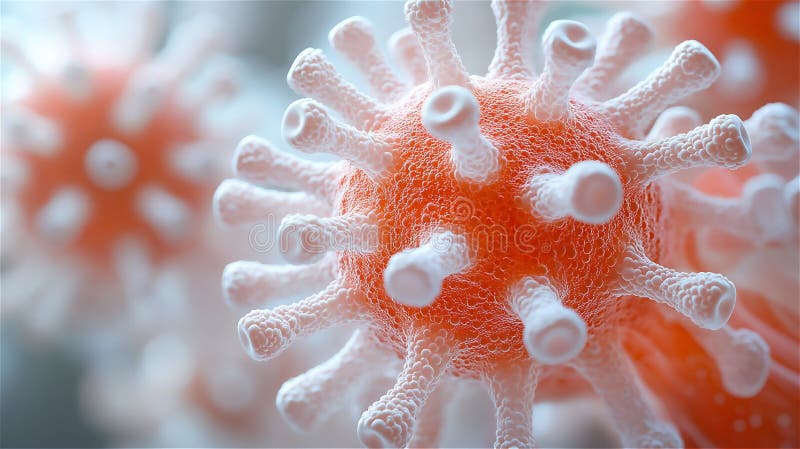 Microscopic View of White and Orange Small Organelle, Virus, a Bacteria ...